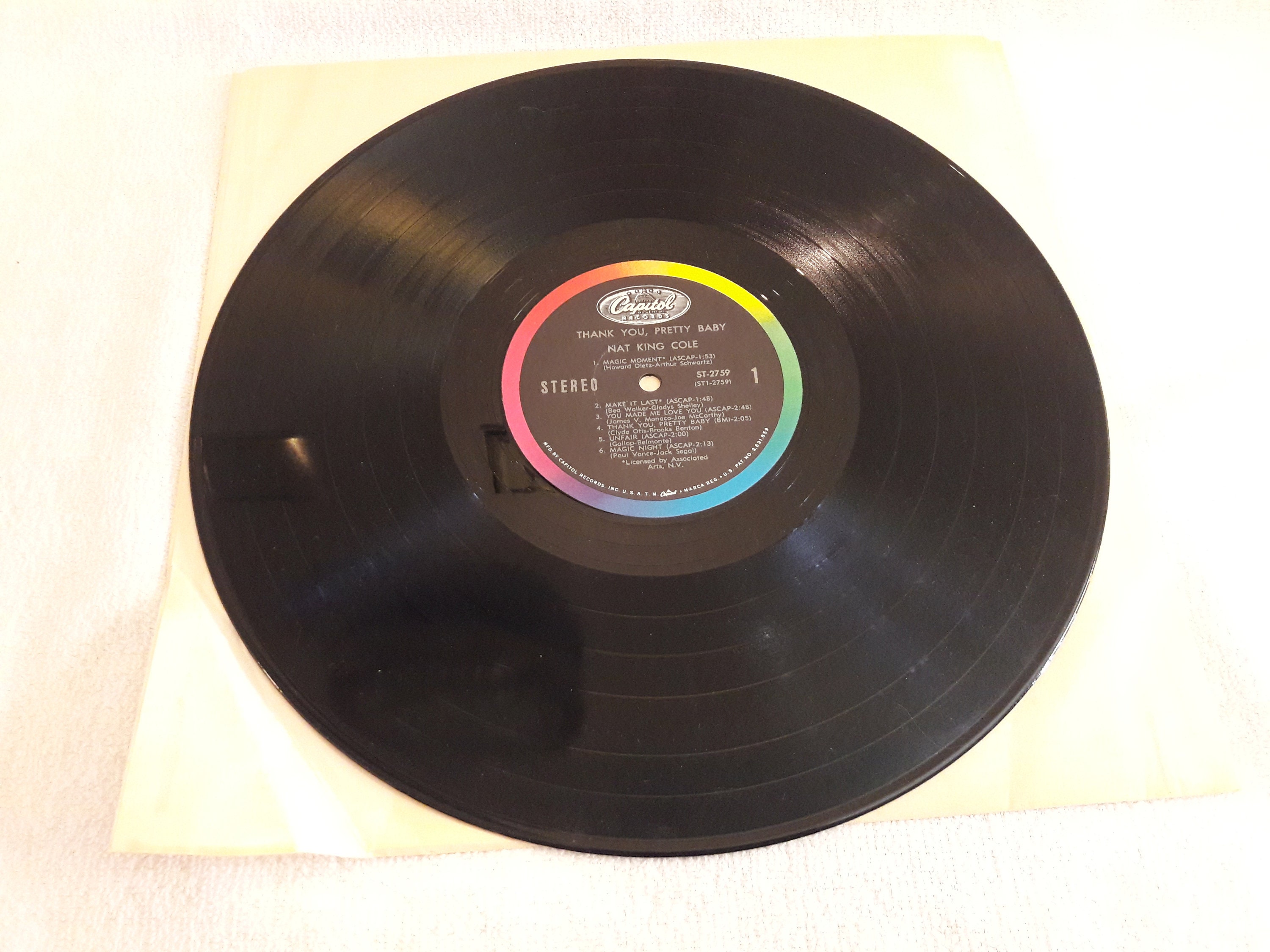 1967 Nat King Cole "thank You Pretty Baby" Vinyl Record ST 2759 - Etsy