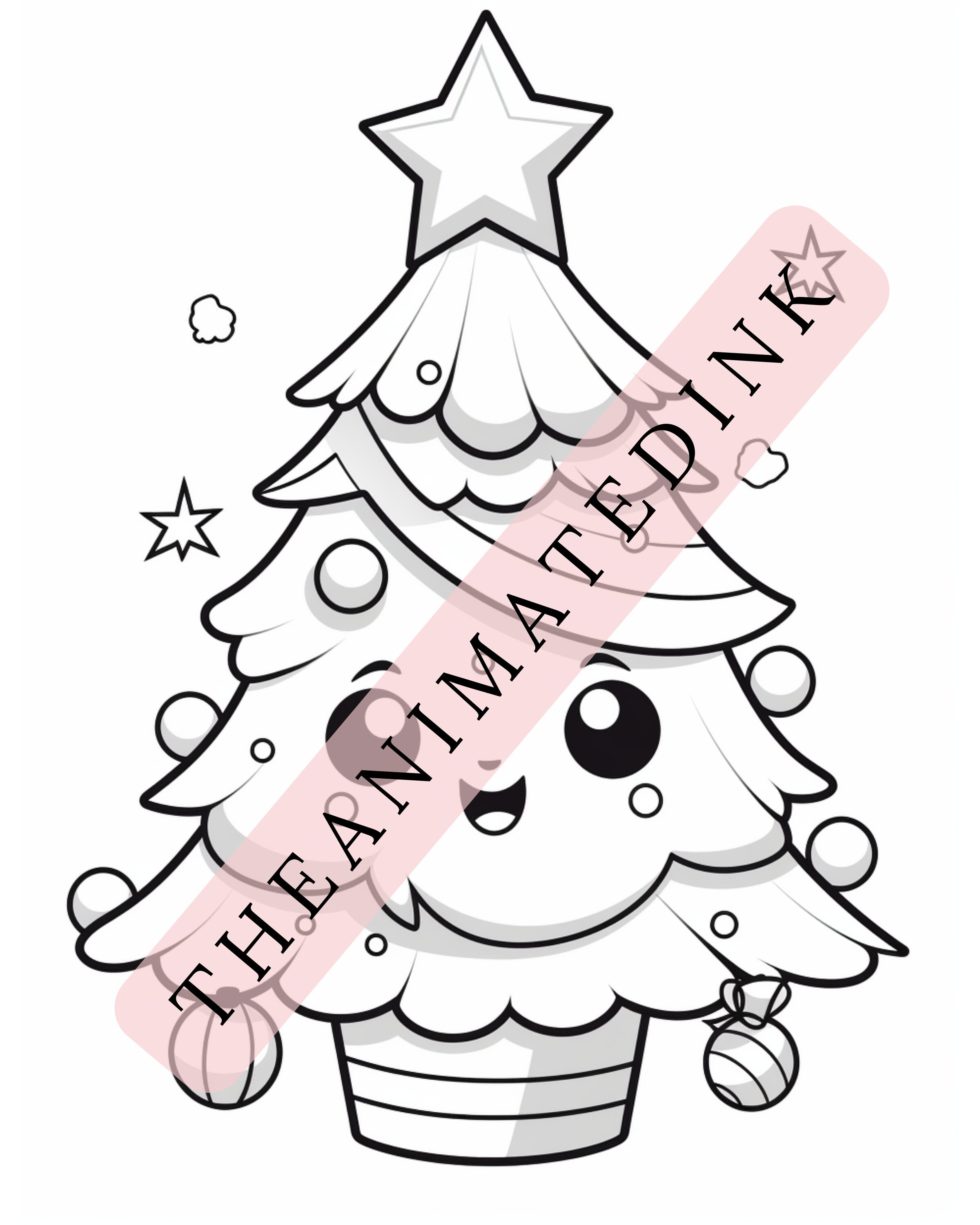 Kawaii Christmas Coloring Pages for Kids - Etsy