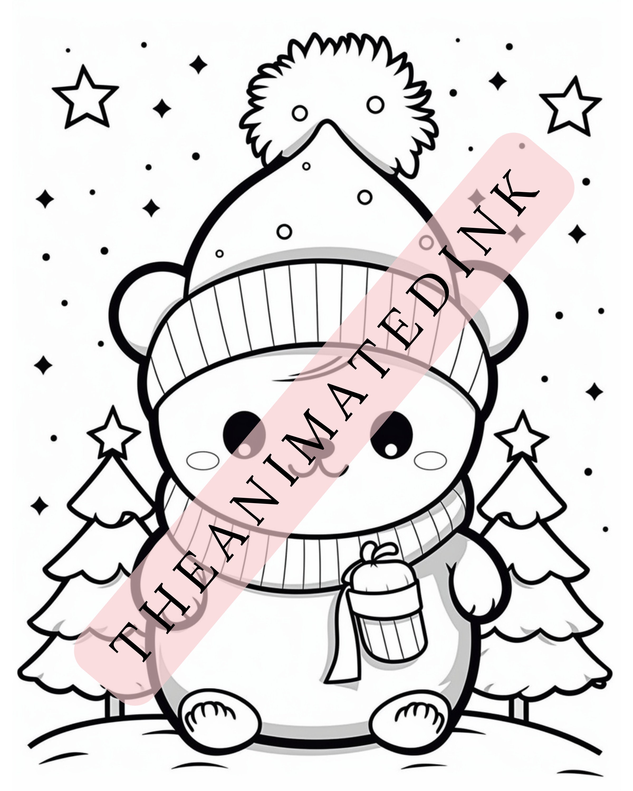 Kawaii Christmas Coloring Pages for Kids - Etsy