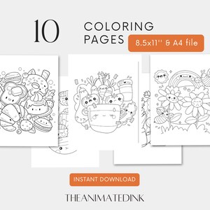 Printable Kawaii Animals Coloring Pages for Kids, 10 Coloring Pages for ...