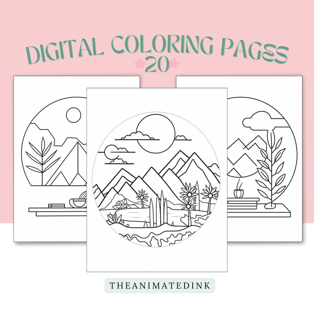 Minimalist Scenery Coloring Pages for Adults Printable Coloring Book ...