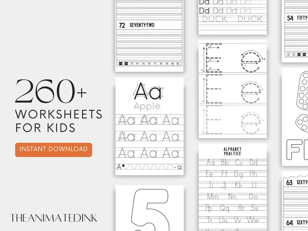 260+ Printable Lettering and Tracing Worksheets - Etsy