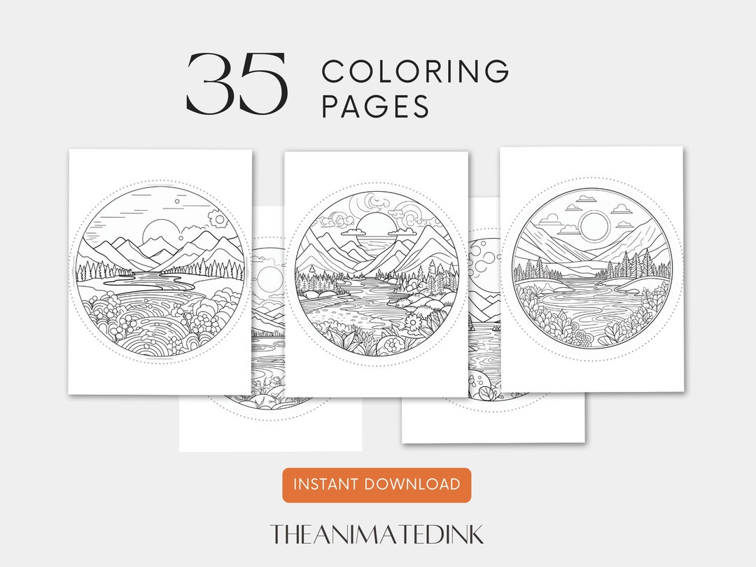 Landscape Boho Coloring Pages - Etsy