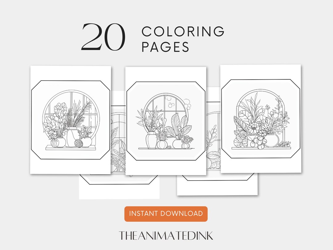 Houseplants Boho Coloring Pages - Etsy