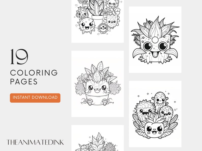 Monster Plant Kawaii Coloring Pages for Adults and Kids - Etsy
