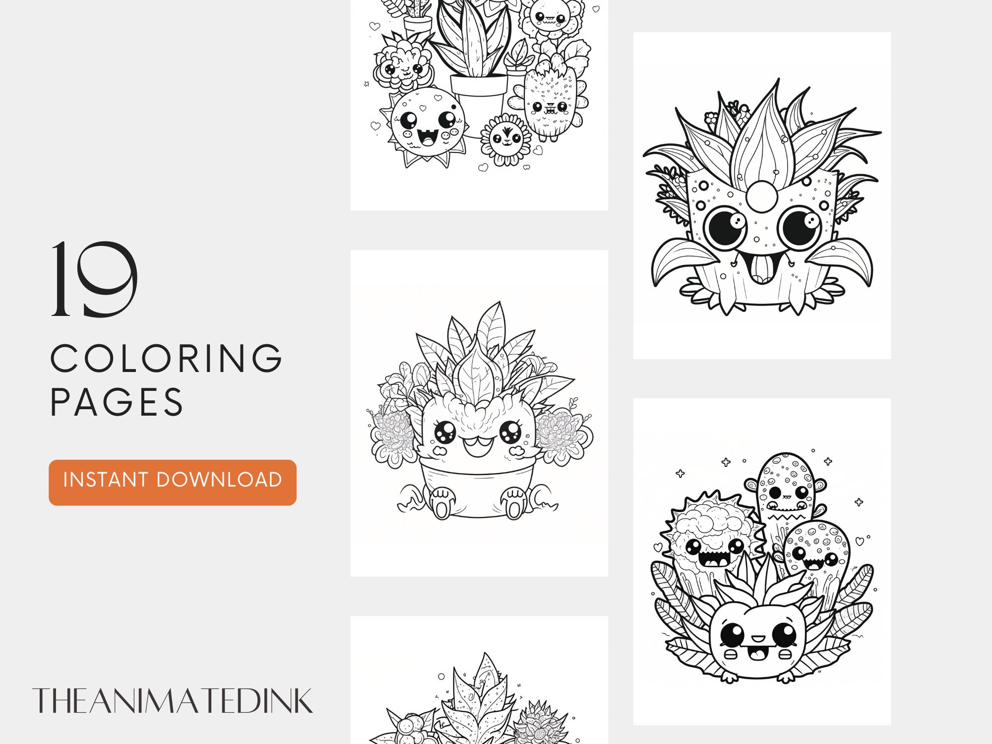 Monster Plant Kawaii Coloring Pages for Adults and Kids - Etsy