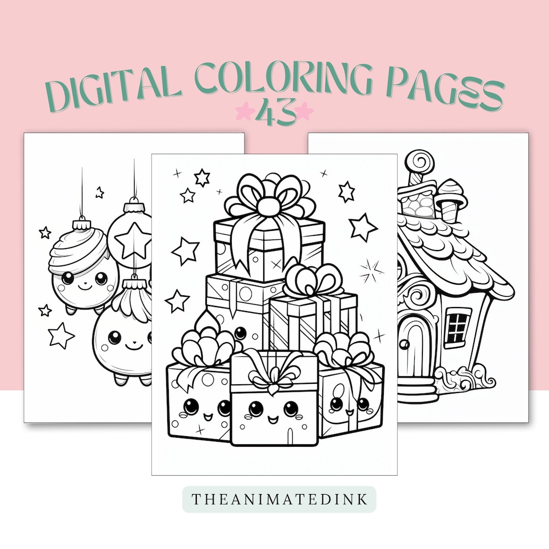 Kawaii Christmas Coloring Pages for Kids - Etsy
