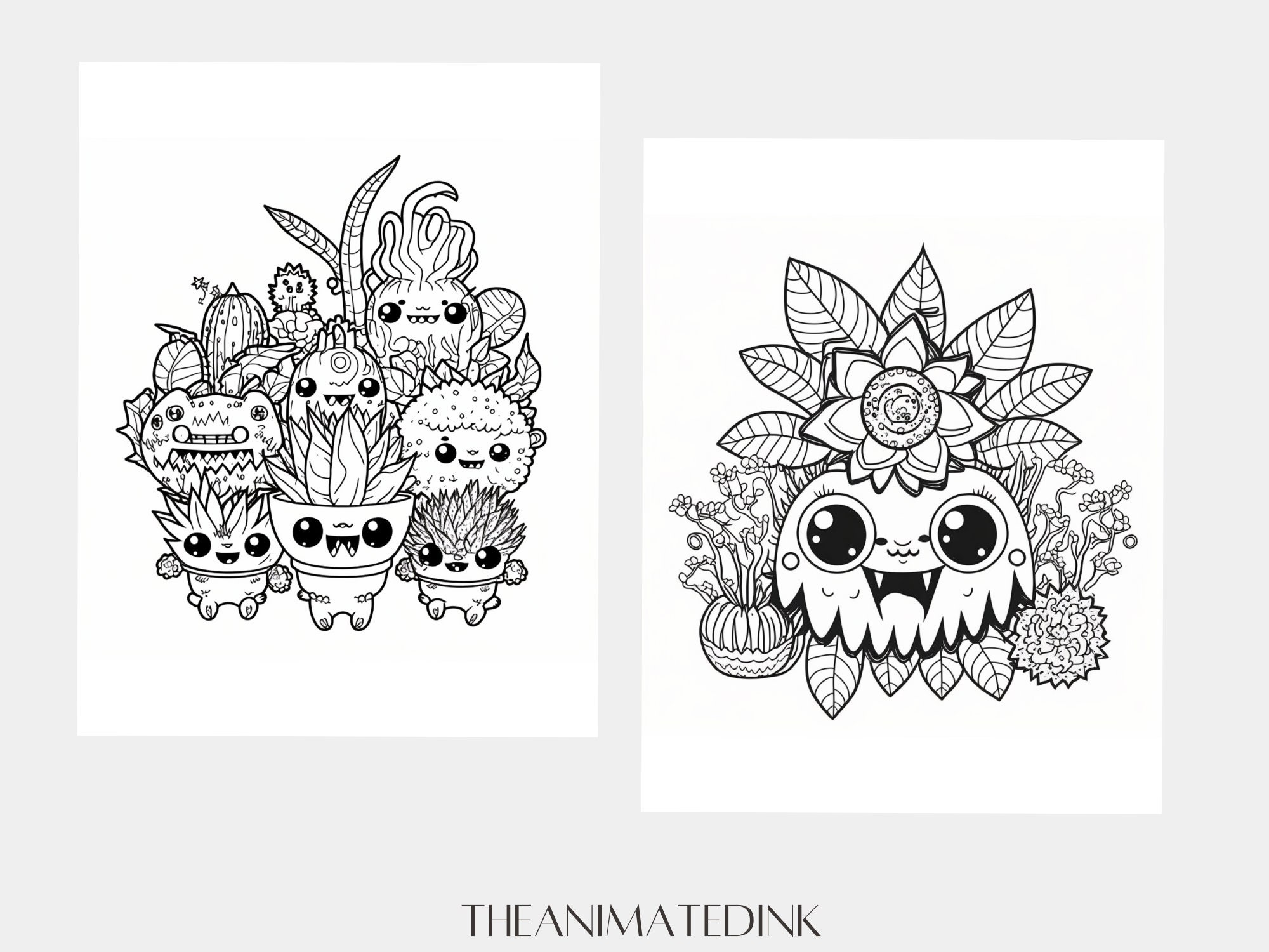 Monster Plant Kawaii Coloring Pages for Adults and Kids - Etsy