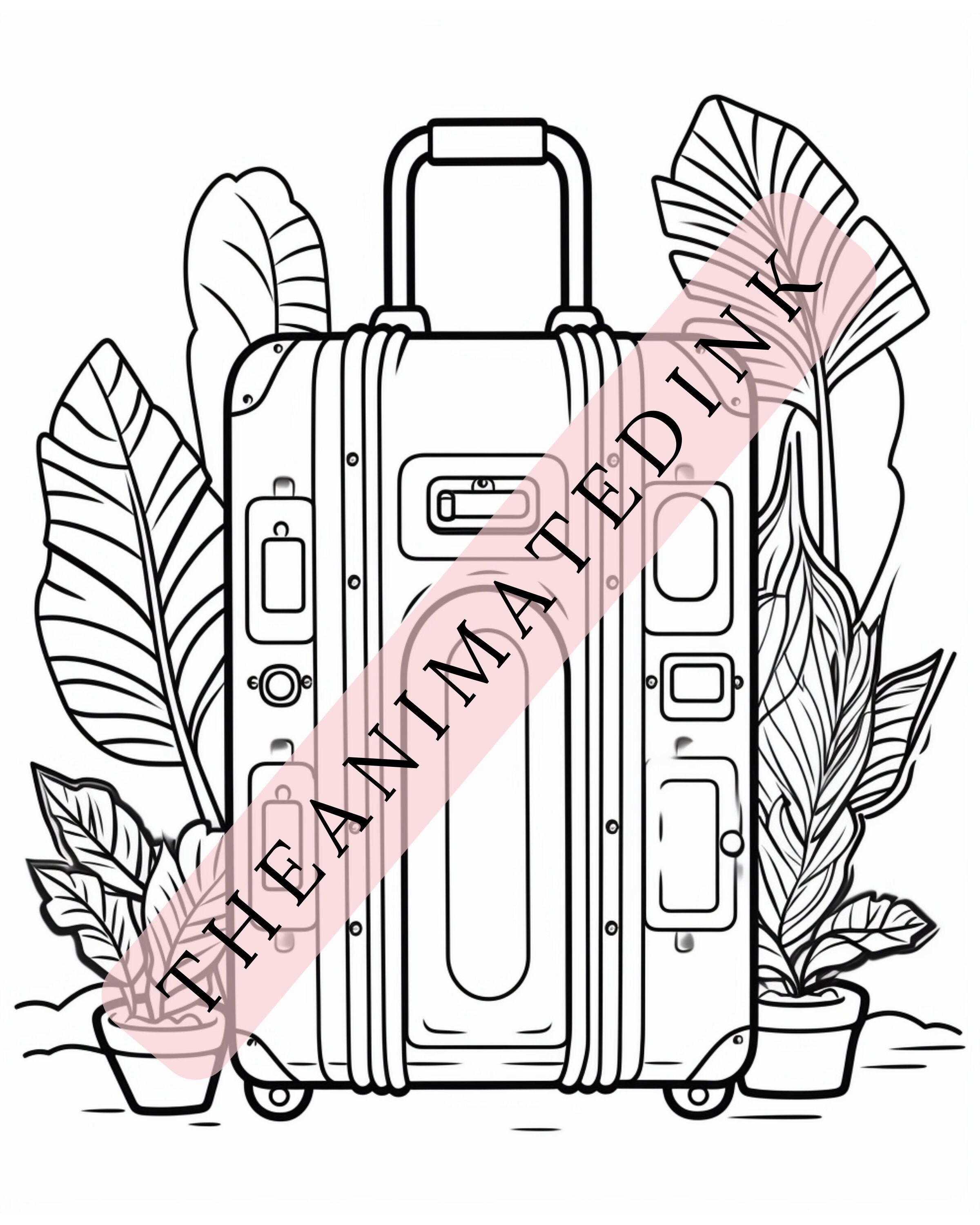 Suitcase Minimalist Coloring Pages - Etsy