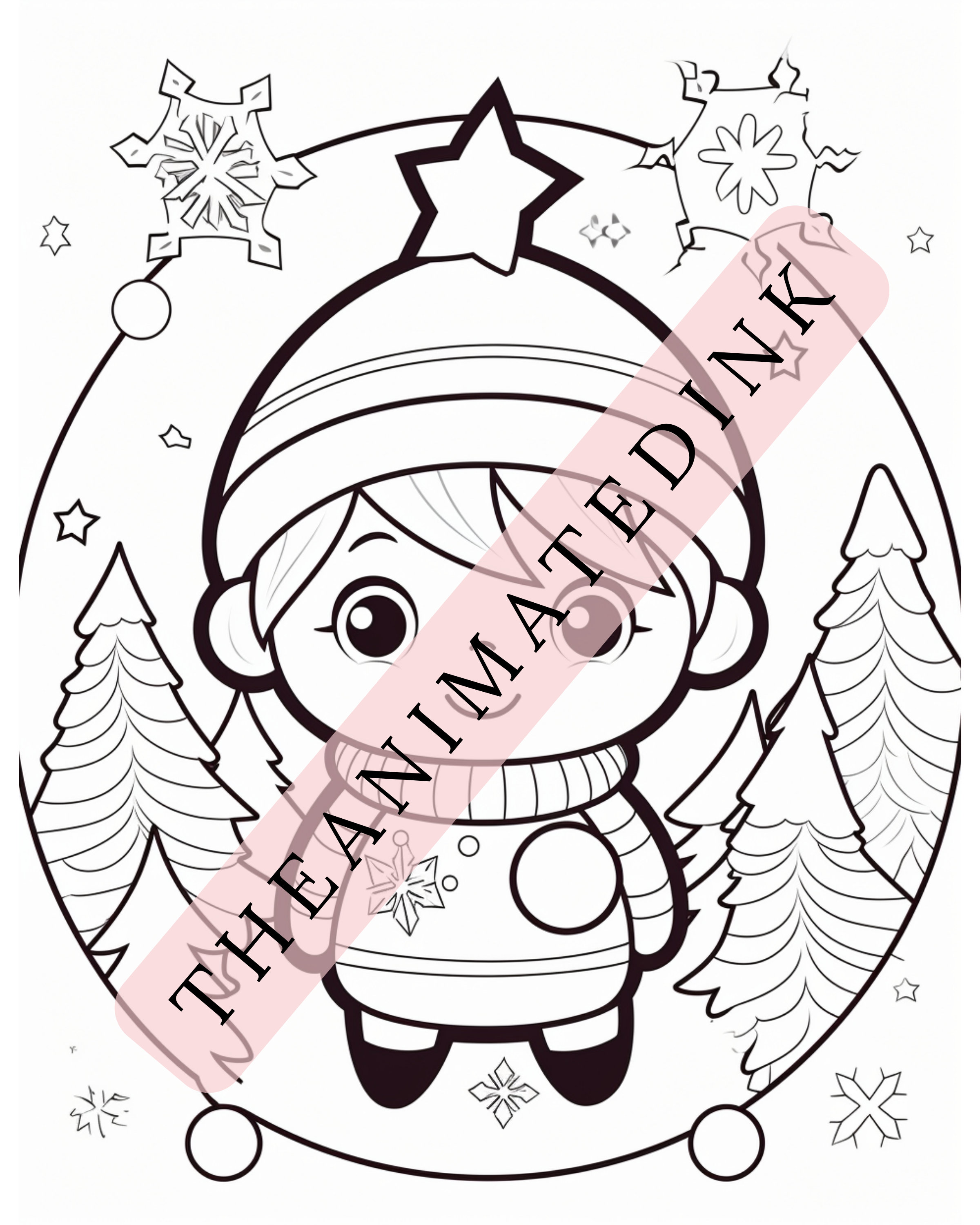 Kawaii Christmas Coloring Pages for Kids - Etsy