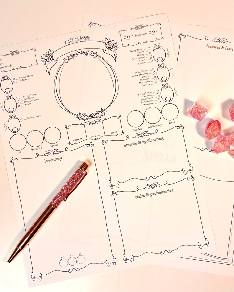 Simple and Elegant Dungeons & Dragons Druid Character Sheets, 5e - Etsy