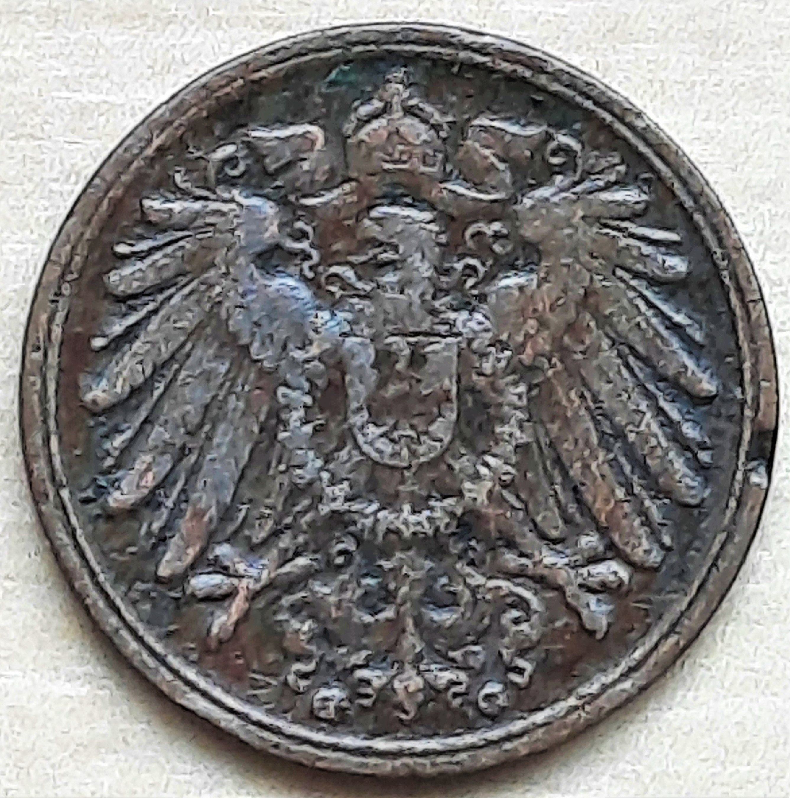 Germany 1 Pfennig Wilhelm II Type 2 Large Eagle 1897 G RARE VF - Etsy