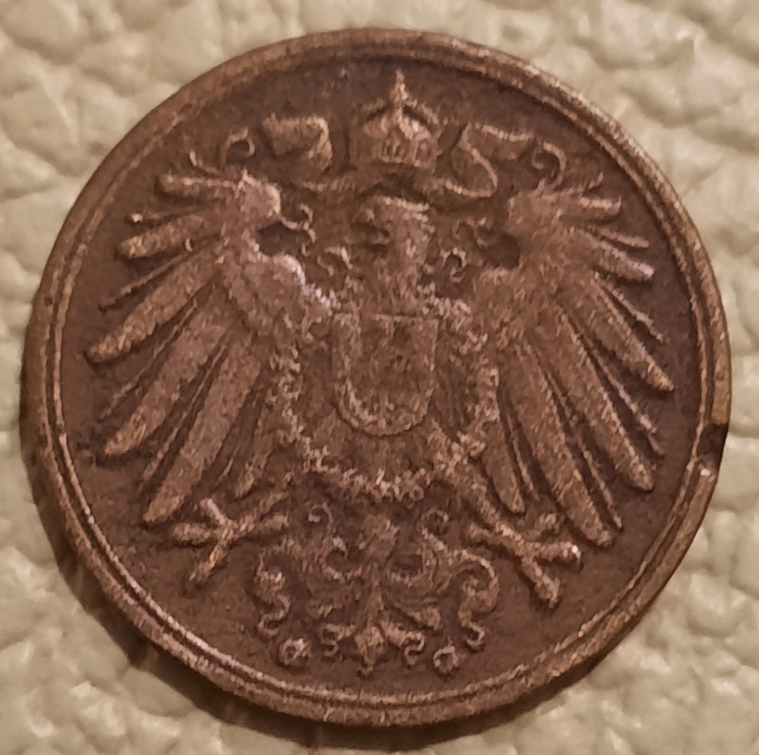Germany 1 Pfennig Wilhelm II Type 2 Large Eagle 1897 G RARE VF - Etsy