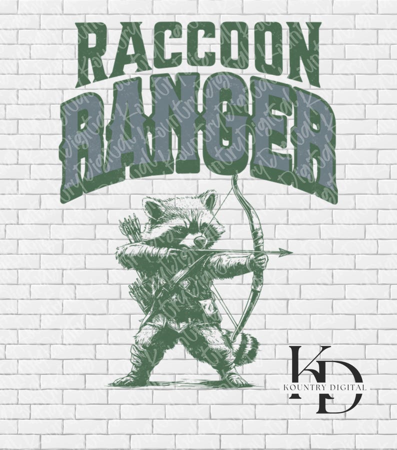 Ranger Raccoon Archery SVG PNG JPG Digital File - Cute Woodland Craft ...