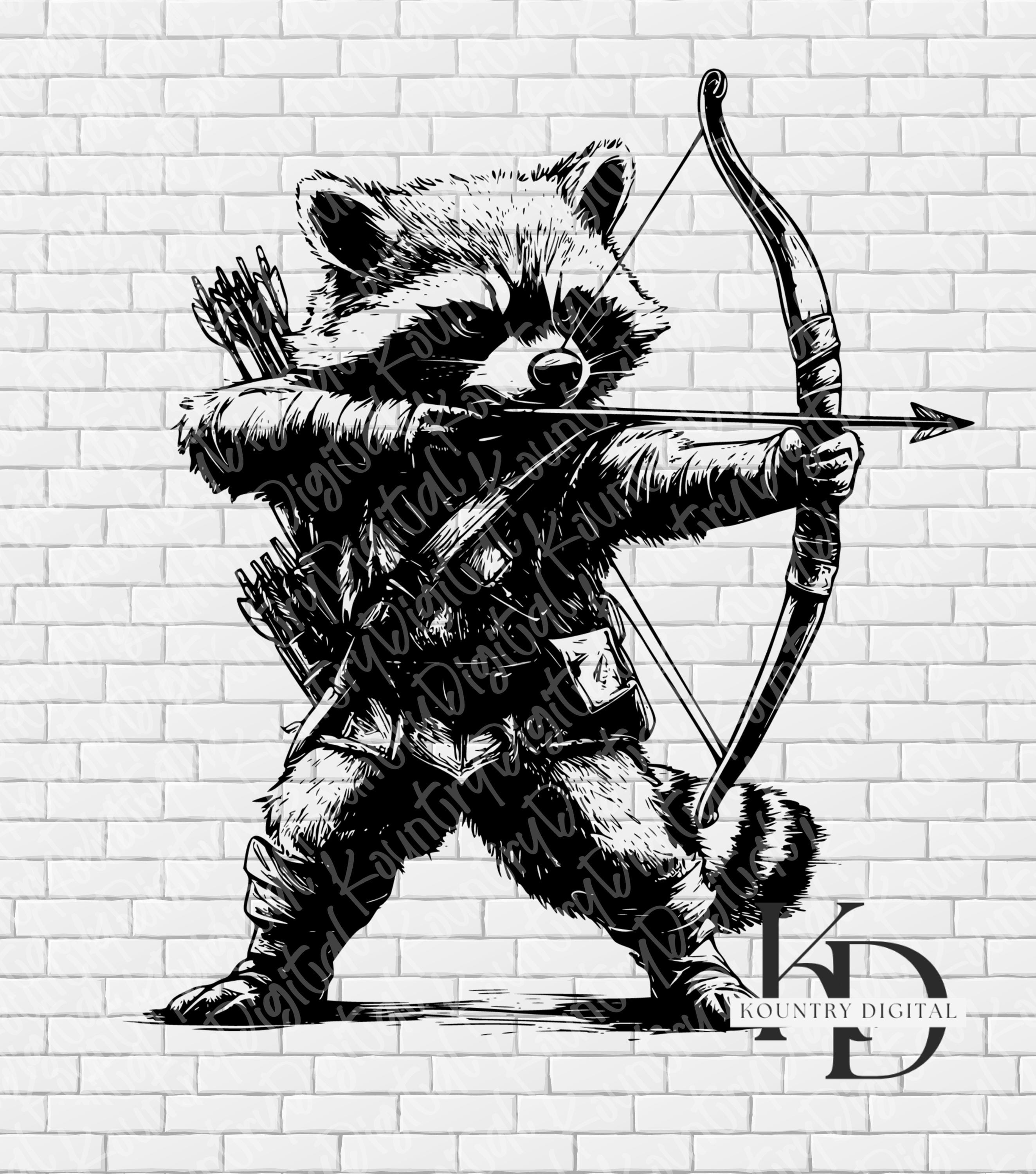 Ranger Raccoon Archery SVG PNG JPG Digital File - Cute Woodland Craft ...