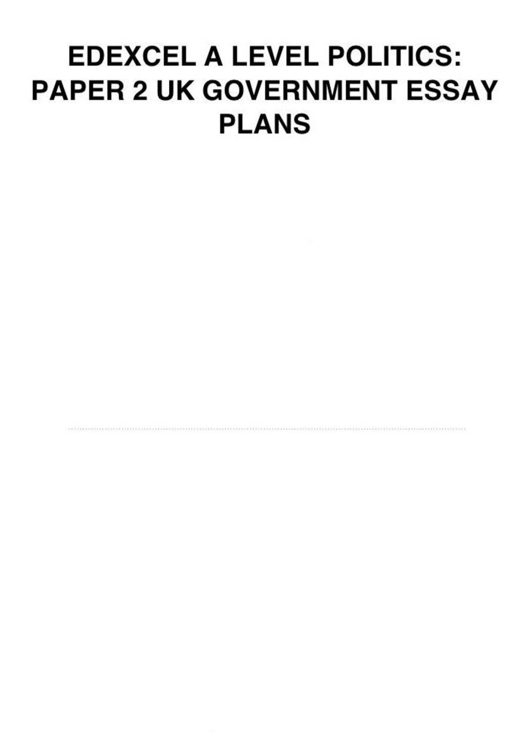Edexcel A Level Politics: PAPER 2 UK Government Essay Plans - Etsy