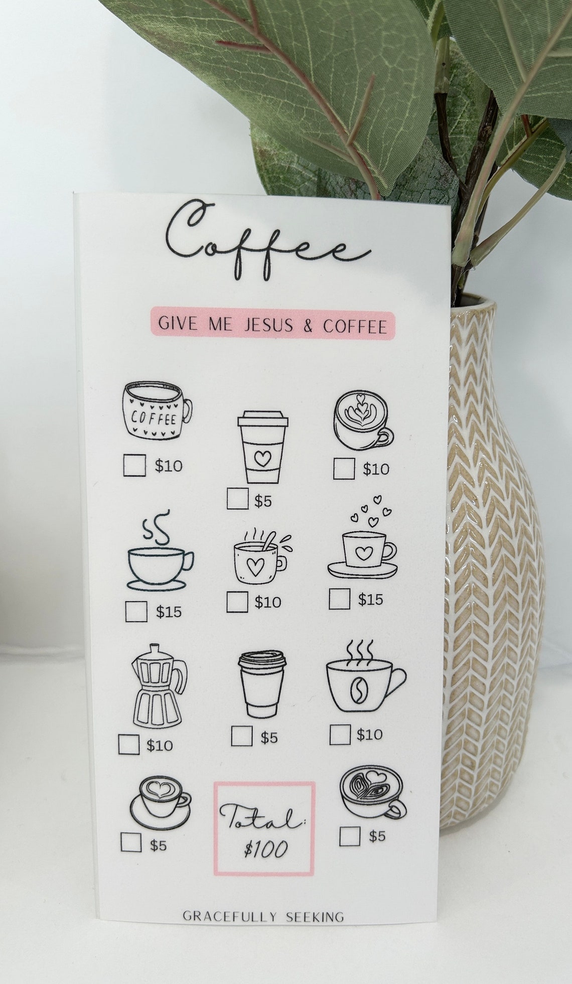 Coffee Savings Envelope Challenge | Physical Printable Laminated Insert ...