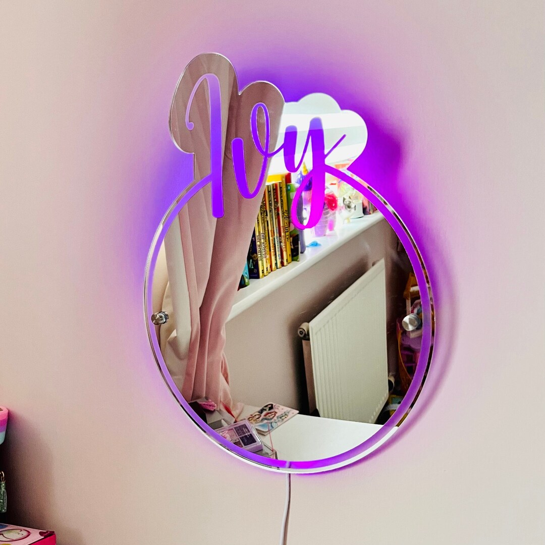 Name Mirror Wall Light / Personalised Mirror Light / Room Decor / Girls ...