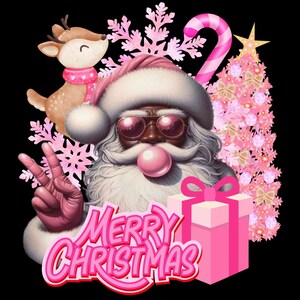 Merry Christmas Black Santa Claus Pink Christmas - Etsy