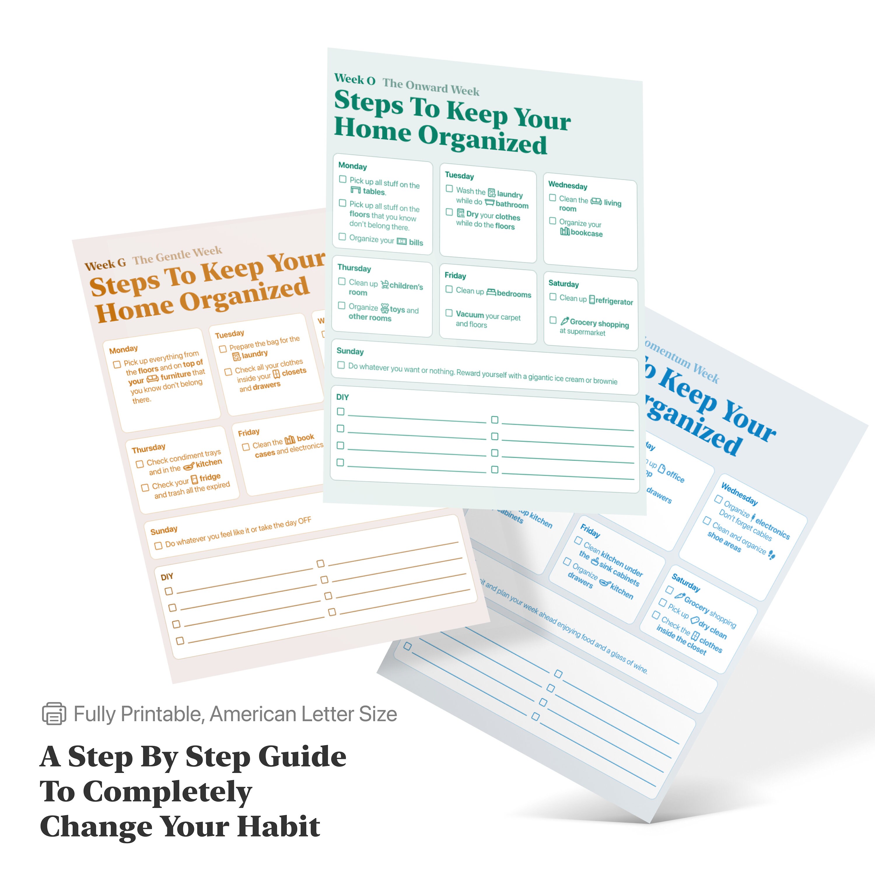 EDITABLE 3-week Calendar OMG for Home Organization Step-by-step Guide ...