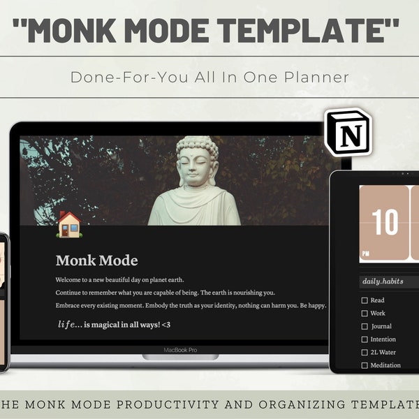 Monk Mode Notion Template - Etsy Canada Monk Mode Notion Template - Etsy Canada