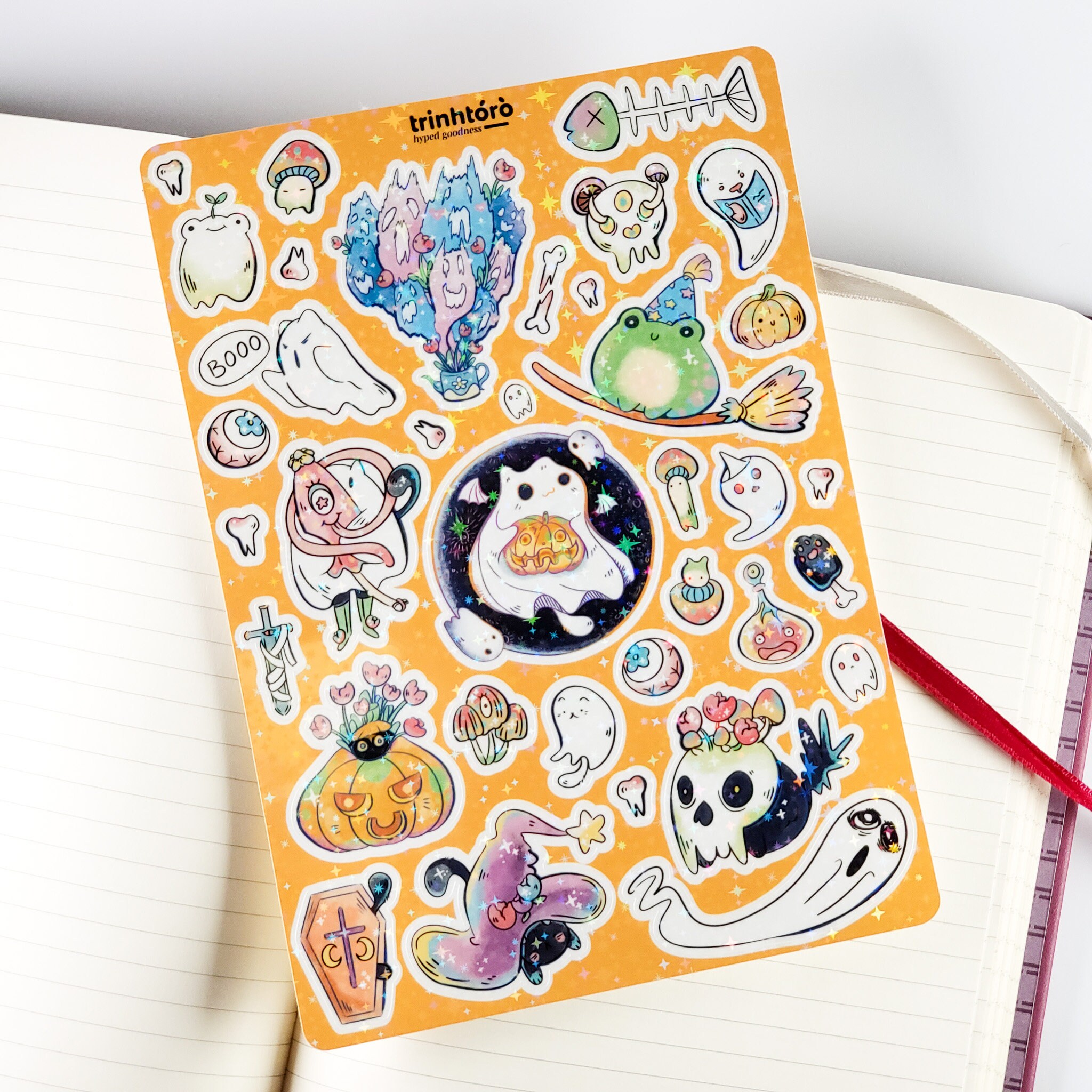 30 Spooky Halloween Cute Sticker Sheet Fall Sticker Wizard Frog Kawaii ...