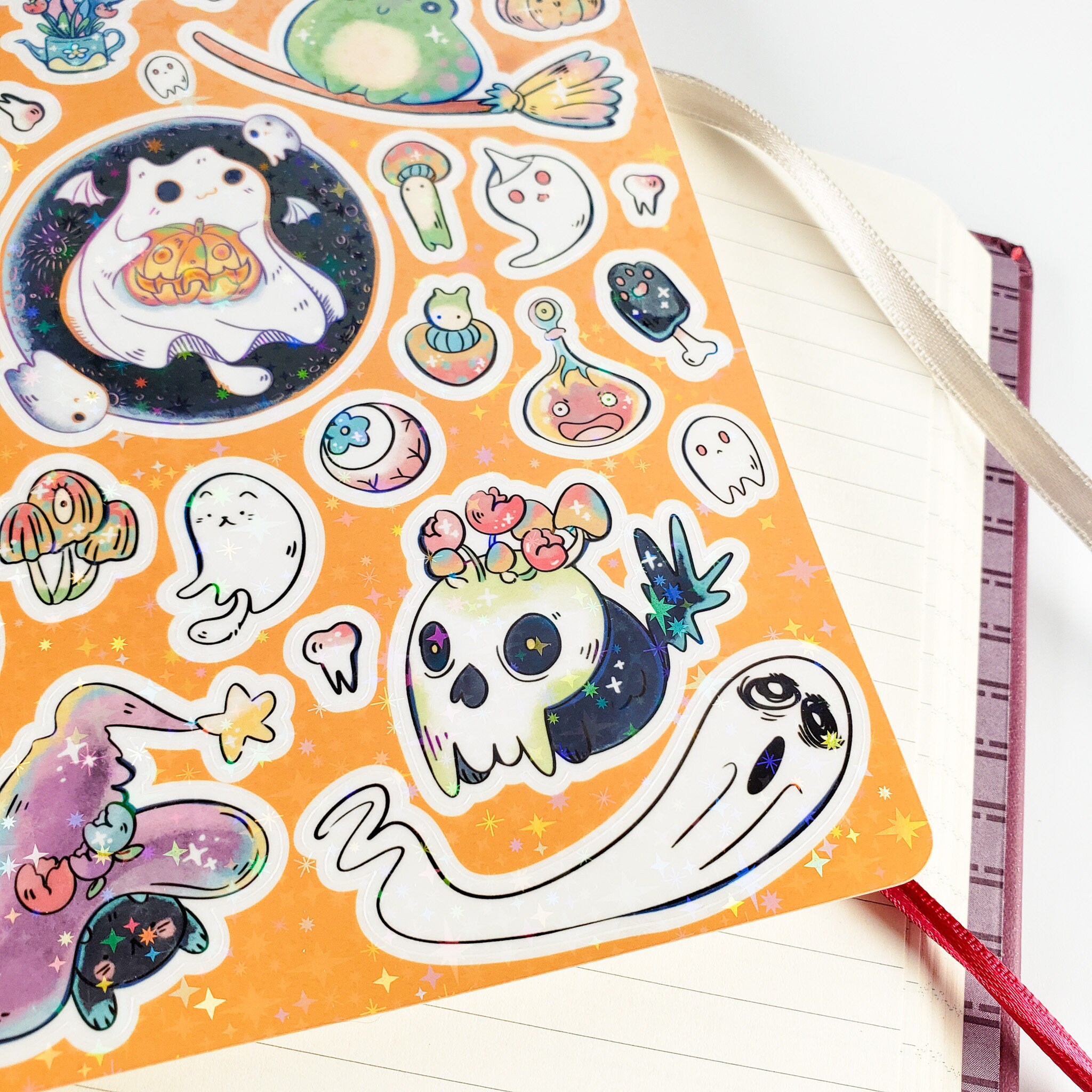 30 Spooky Halloween Cute Sticker Sheet Fall Sticker Wizard Frog Kawaii ...