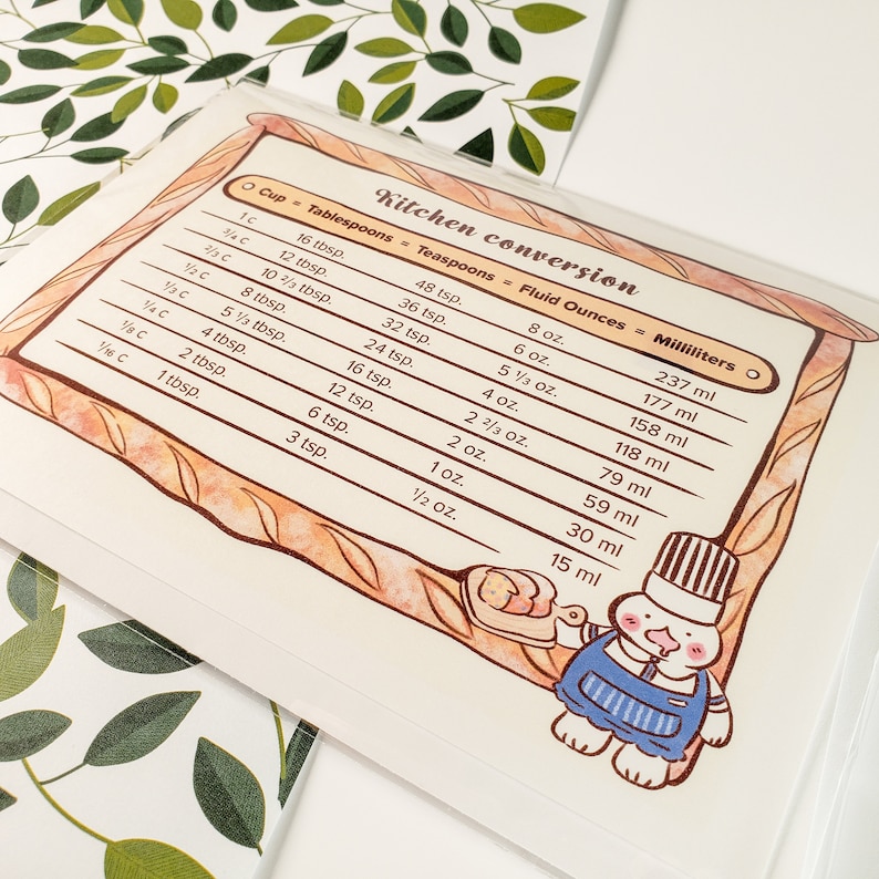 Kitchen Conversion Magnet, Conversion Chart, Kitchen Chart, Measurement ...