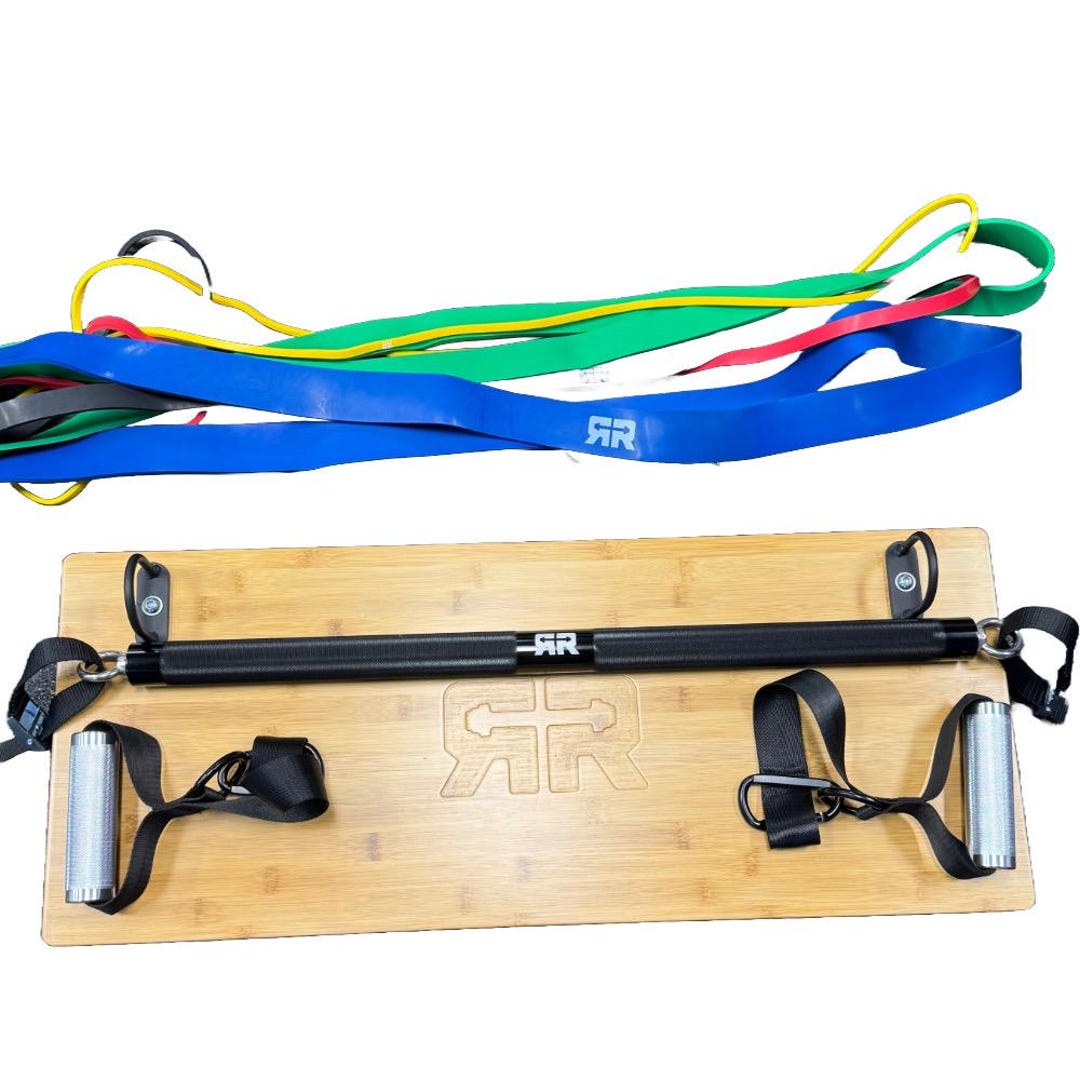 New! Complete Resistance Band/ Footplate Set With Knurled Barbell ...