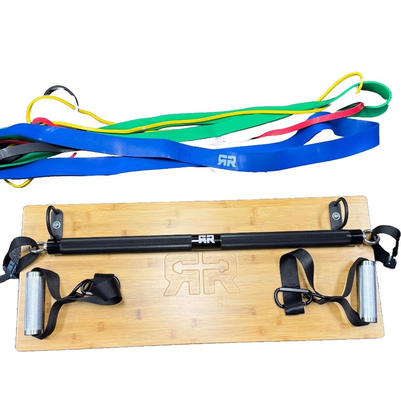 New! Complete Resistance Band/ Footplate Set With Knurled Barbell ...