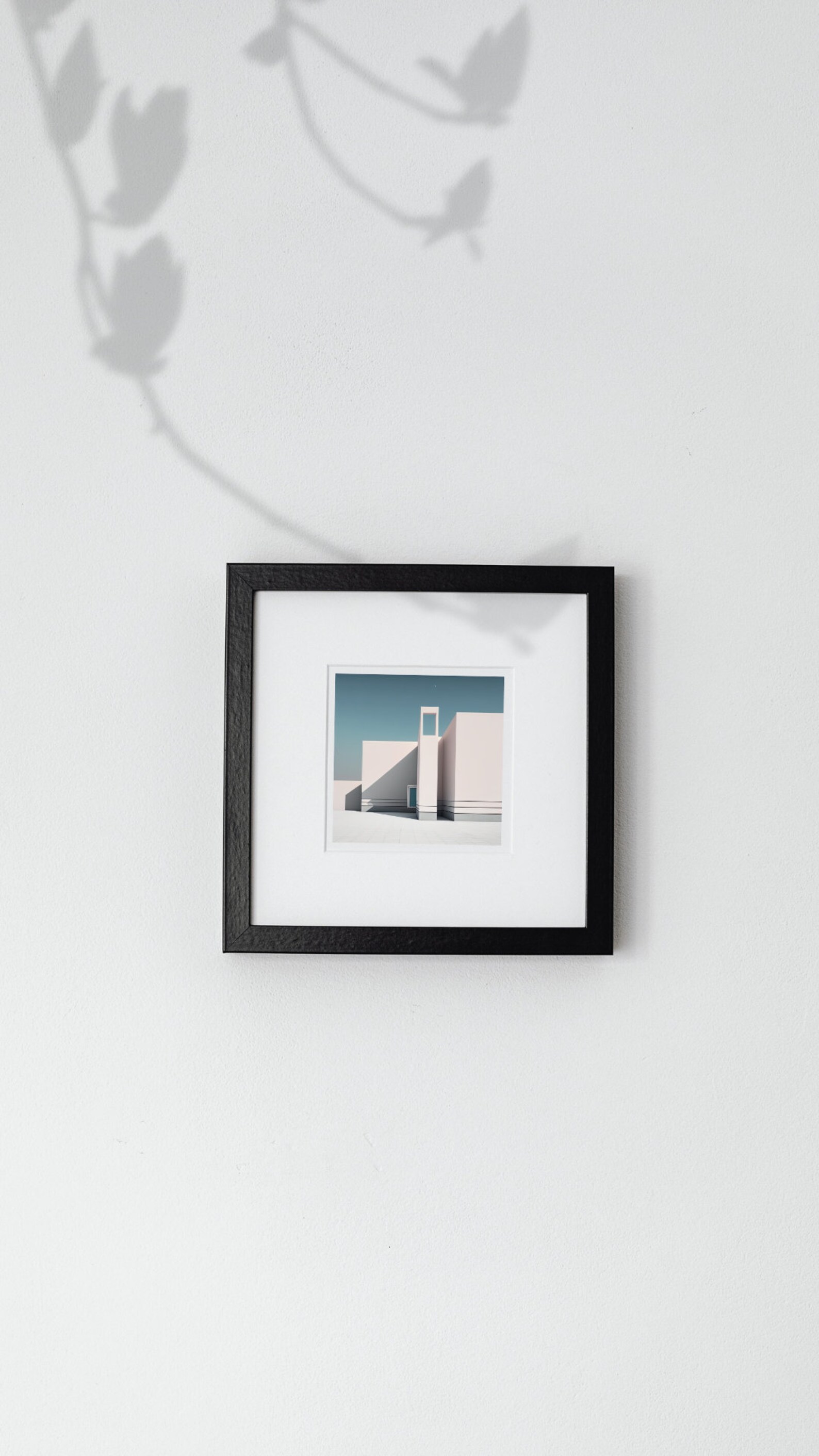 Square Modern Aesthetic Minimalist Geometric Wall Art, Building, White ...