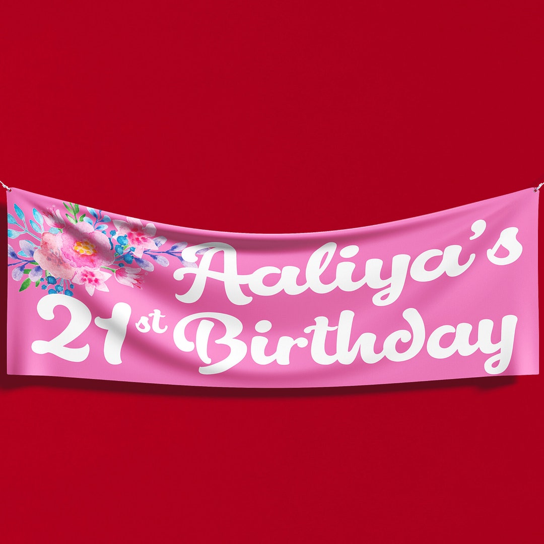 Personalised Happy 21st Birthday Banner - Custom Name Party Décor ...