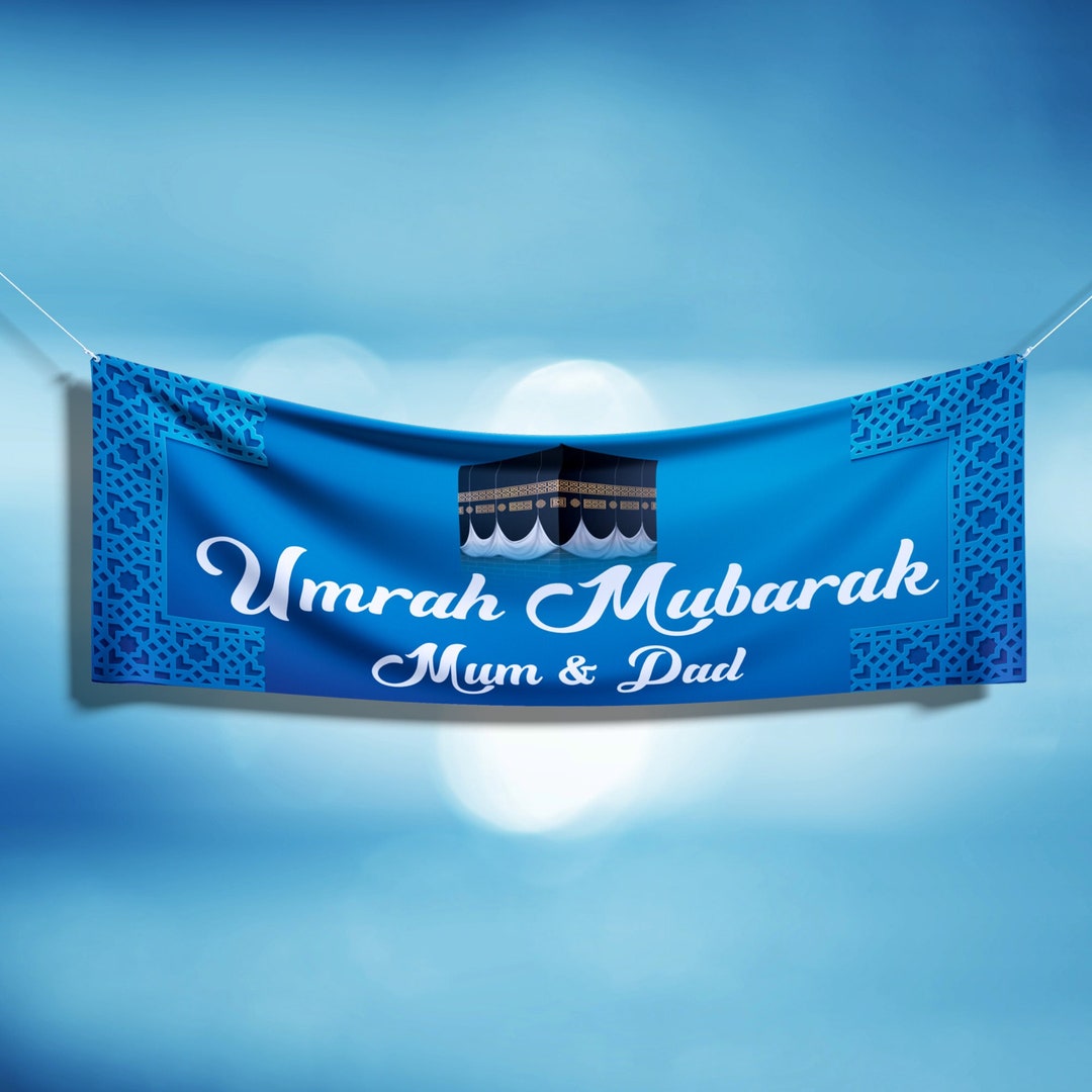 Personalised Umrah Mubarak Banner, Custom Islamic Celebration Sign, Eid ...