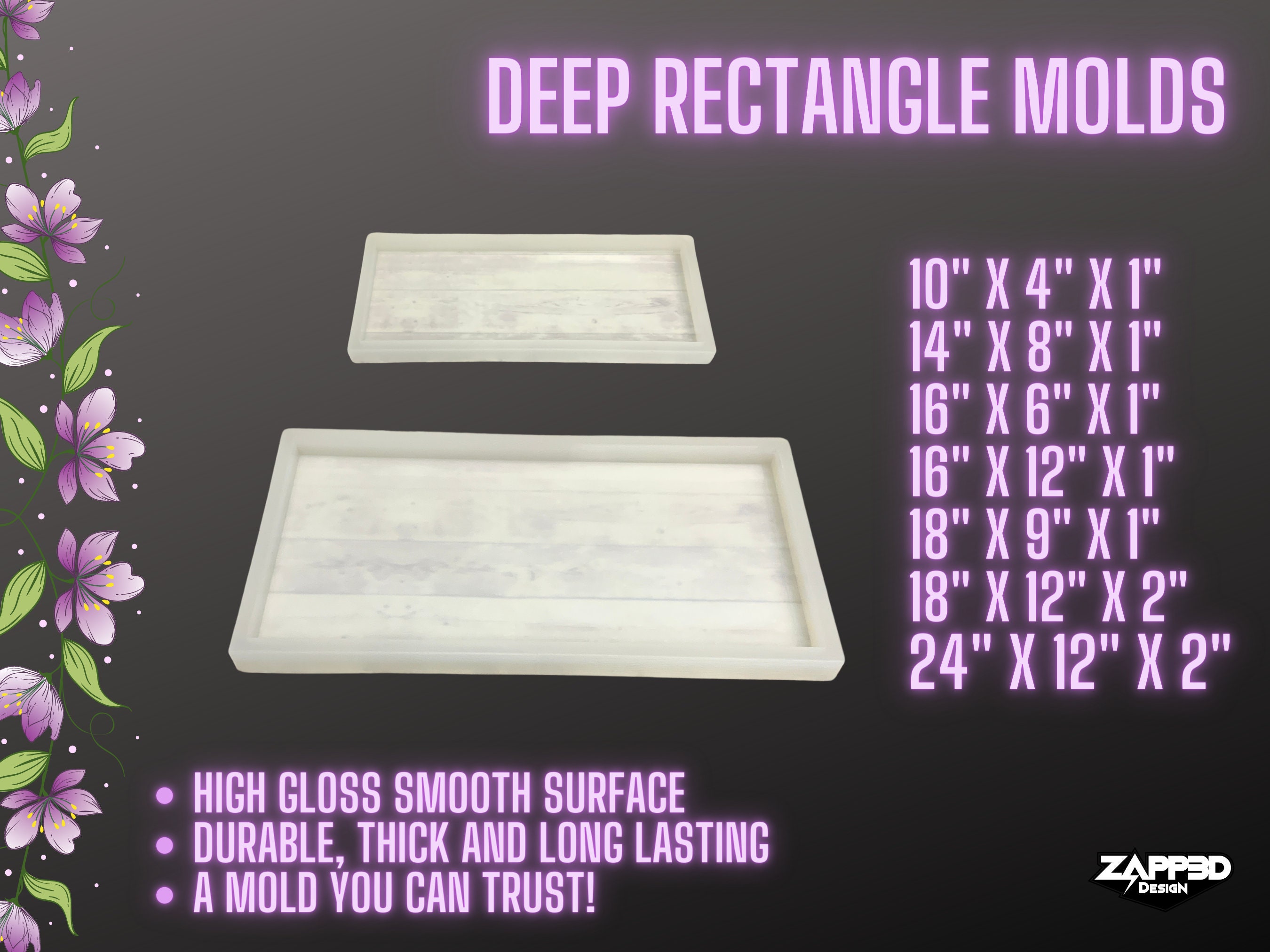 Deep Rectangle Mold ULTRA QUALITY Deep Resin Mold, Floral Preservation ...