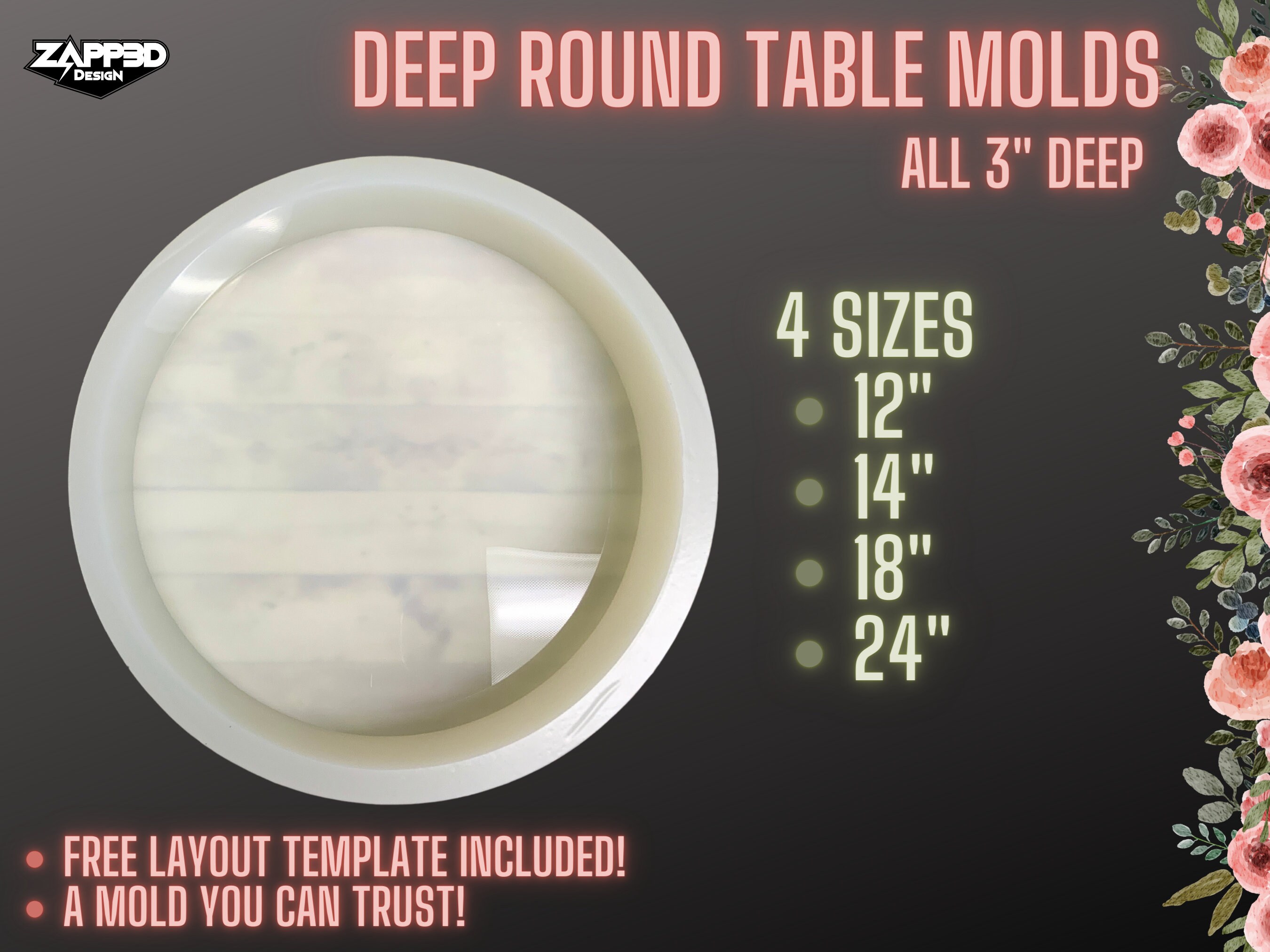 Deep Round Mold 4 Sizes ULTRA QUALITY Table Mold, Round Mold, Floral ...