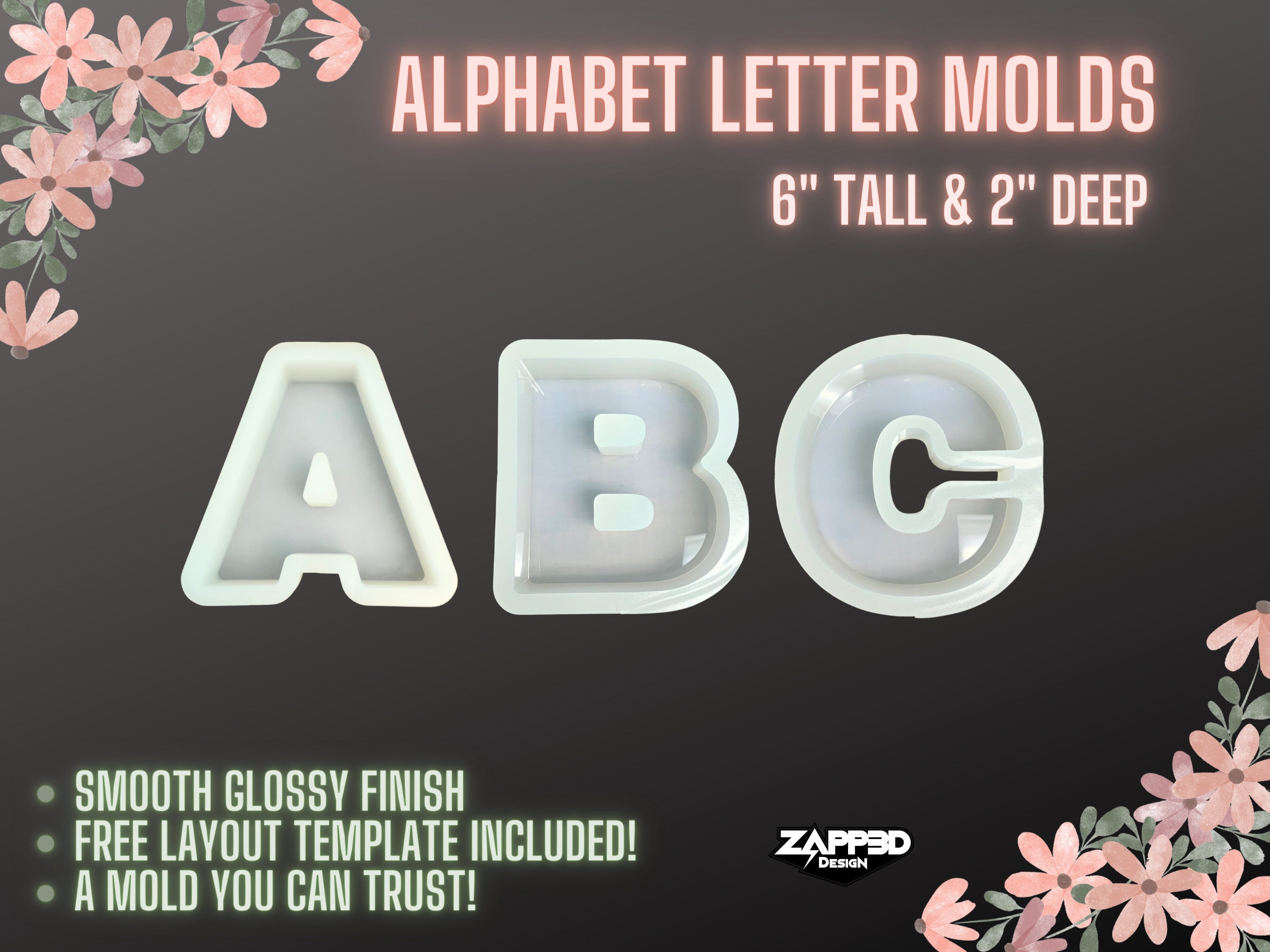 Alphabet Letter Molds 6 Tall ULTRA Quality Deep Alphabet Mold for Resin ...