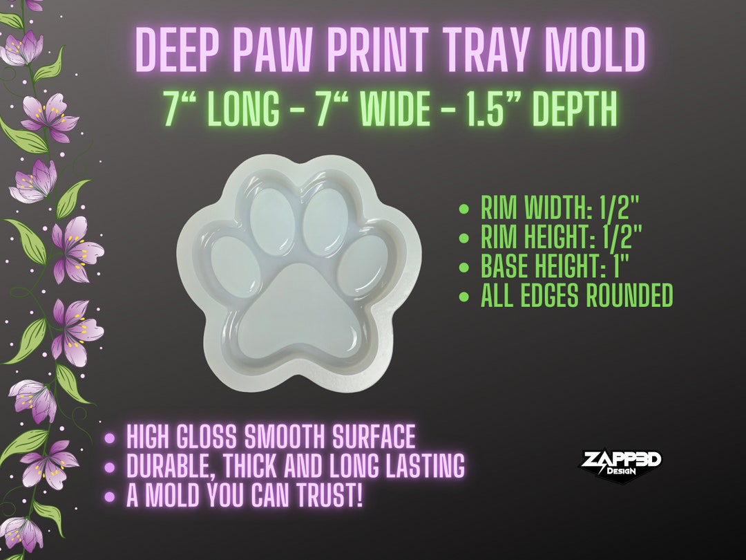 Deep Paw Print Tray Mold, Paw Tray Mold, Dog Paw Print Mold, Cat Paw ...