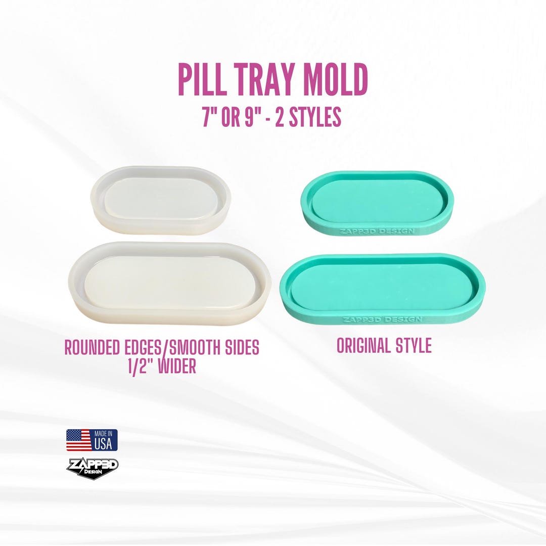 Pill Tray Silicone Mold | Sizes - 7", 9" | Oval Tray Mold, Pill Mold ...