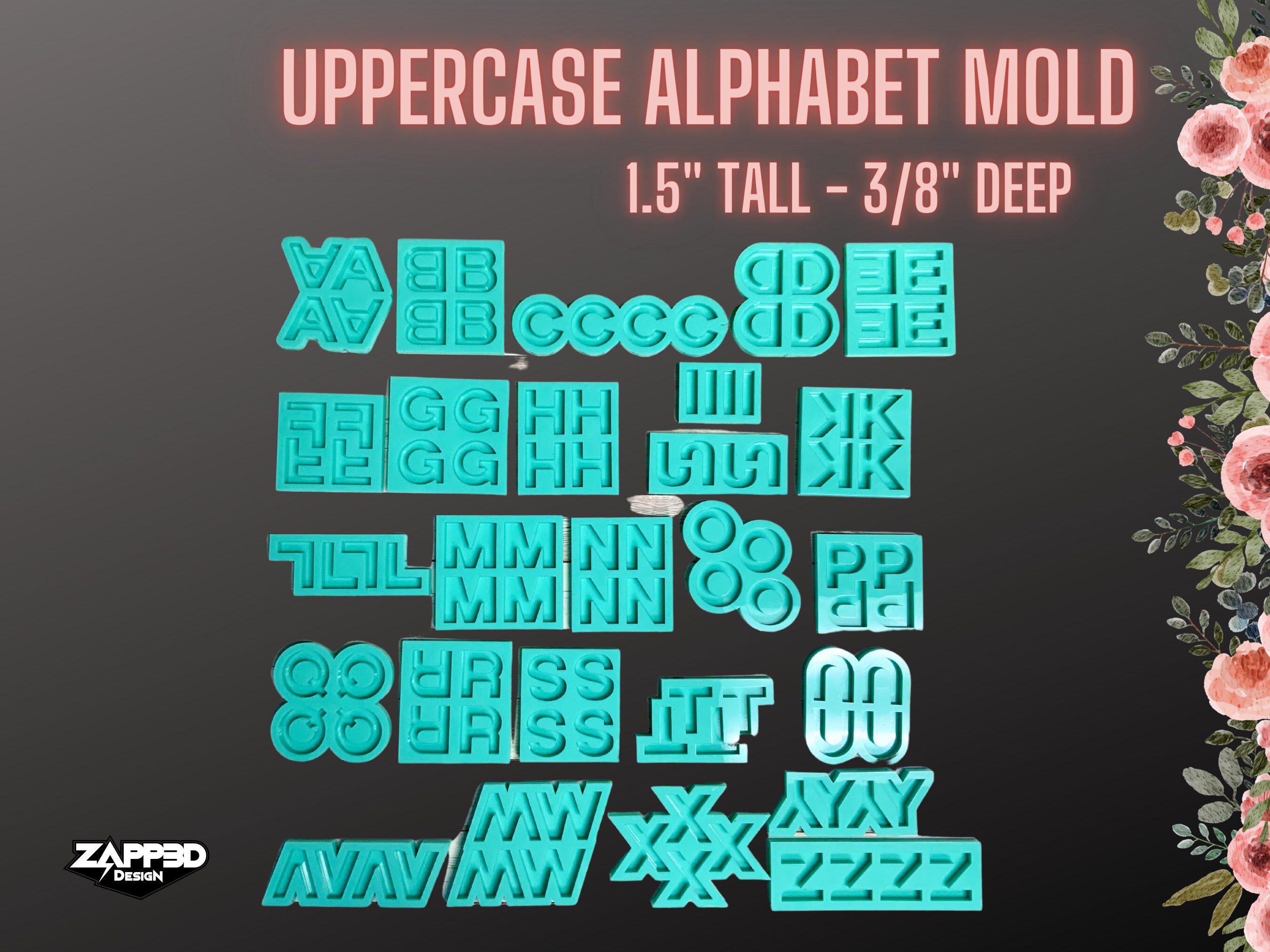 Alphabet Mold Full Reverse Uppercase Alphabet Mold - Etsy