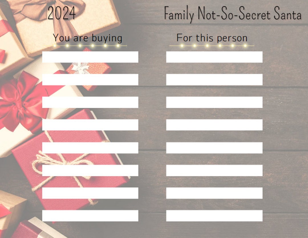 Your Printable Secret Santa Grab Bag Name List Gift Ideas Sheet - Etsy