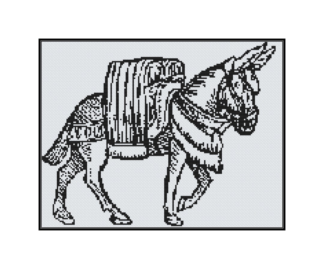 Woodcut Saddled Donkey Cross Stitch Pattern, Instant Download, PDF ...