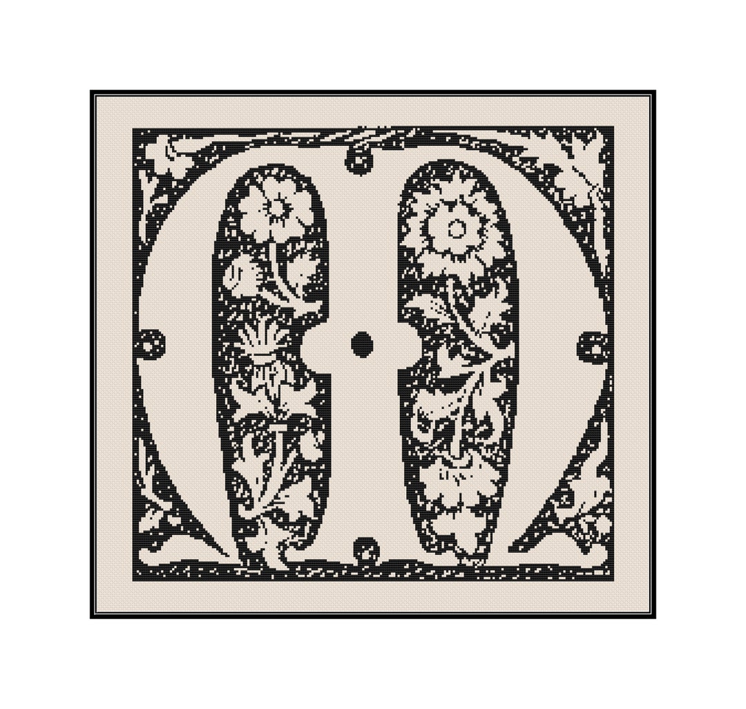 Illustrated Monogram Letter M Cross Stitch Pattern, Instant Download ...