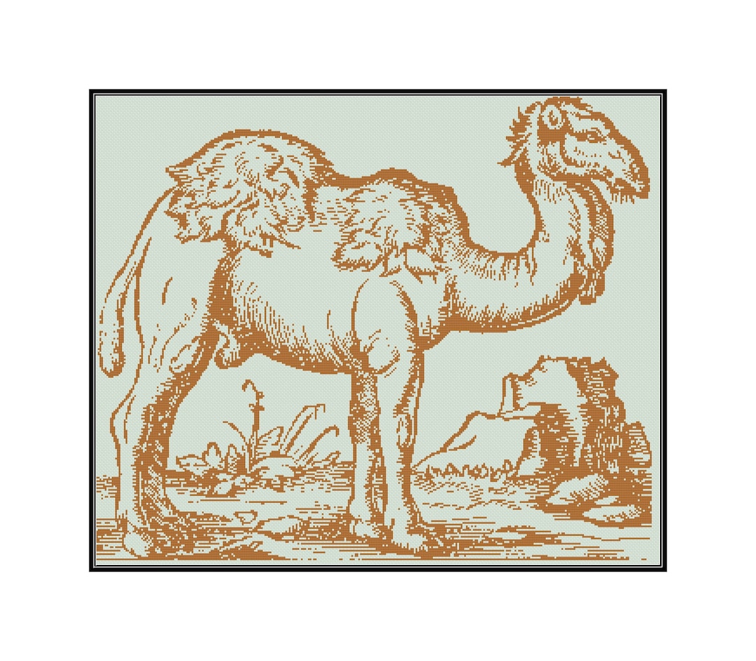 Woodcut Camel Cross Stitch Pattern, Instant Download, PDF Pattern - Etsy