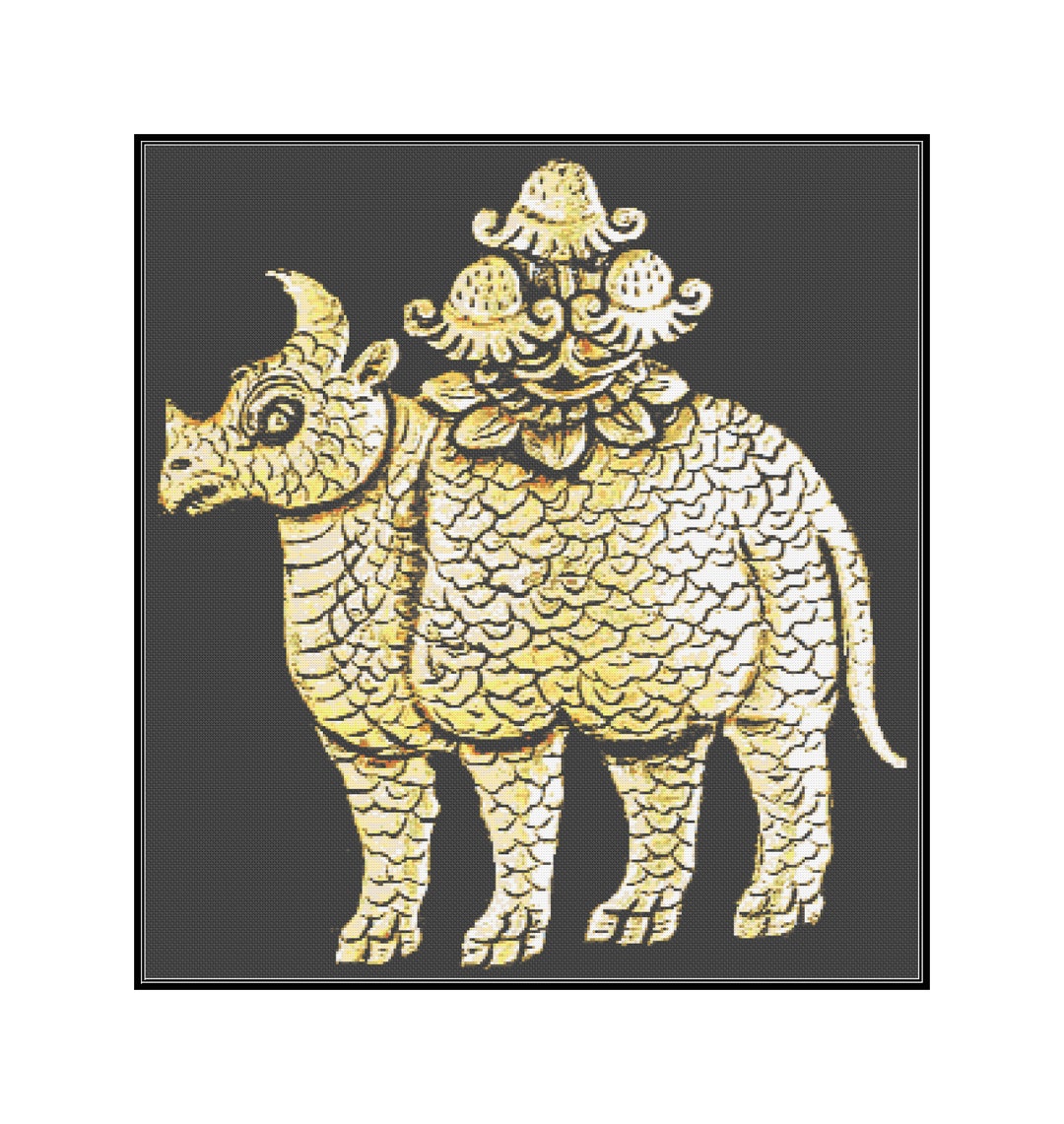 Tang Dynasty Rhino Cross Stitch Pattern, Instant Download, PDF Pattern ...