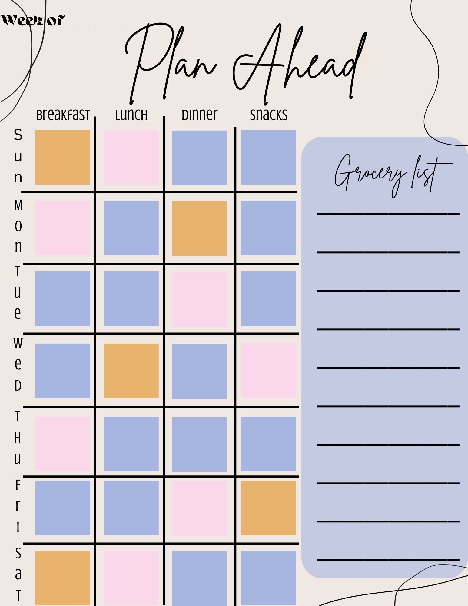 Printable Weekly Meal Planner Weekly Meal Planner With - Etsy