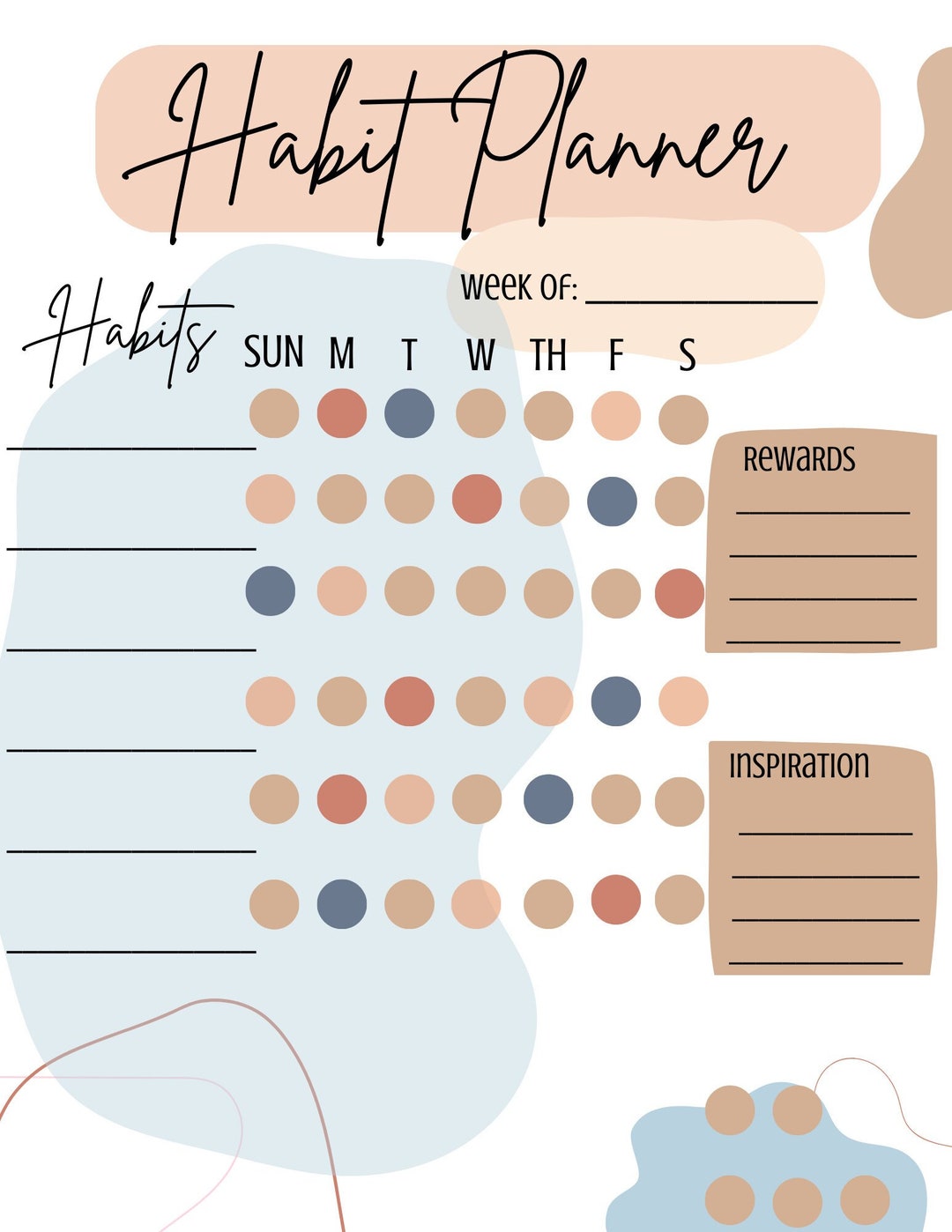 Printable Weekly Habit Tracker Duo, Weekly Habit Tracker With Notes ...