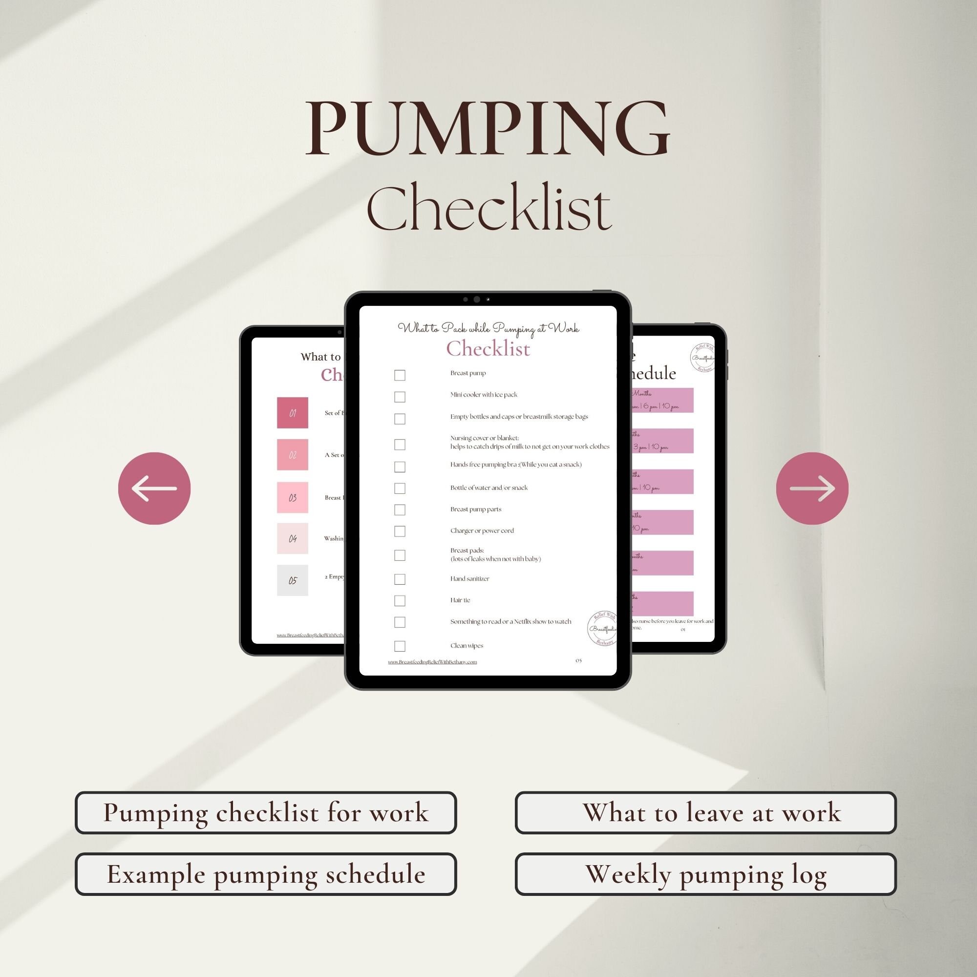 Pumping Checklist for Work Printable Handout Ready to Upload PDF ...