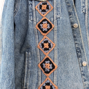 Custom Crochet Denim Jacket and Matching Hat Set, Volcom Flannel Lining ...