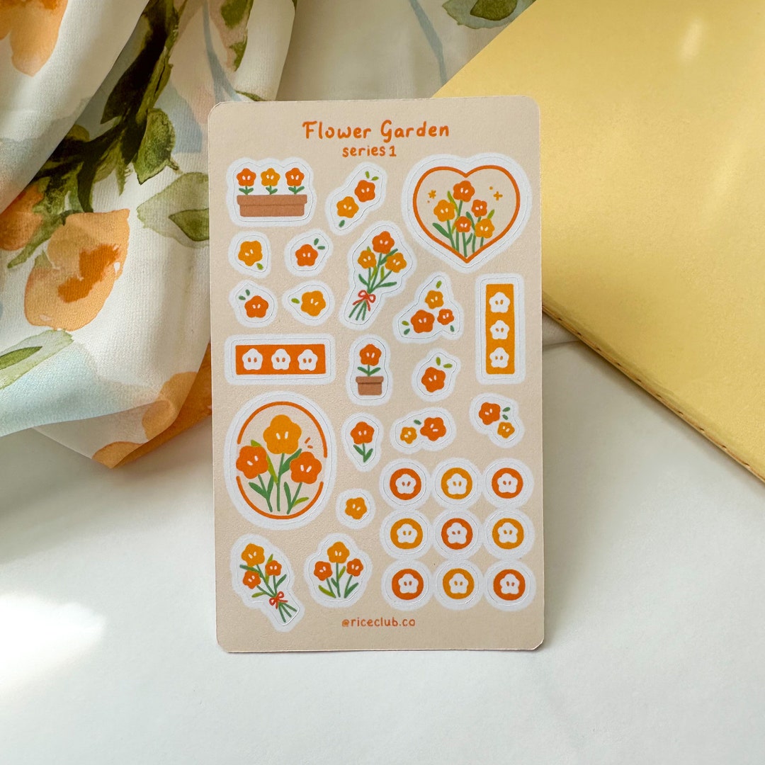 Flower Garden (series 1) Sticker Sheet | Yellow Flowers, Flower Garden ...