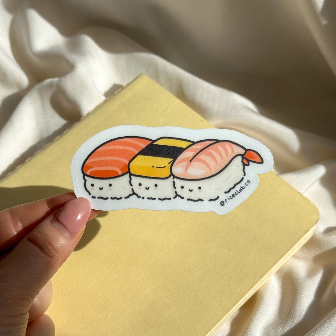 Nigiri Sushi Trio Sticker | Sushi Sticker, Kawaii Nigiri Sushi ...